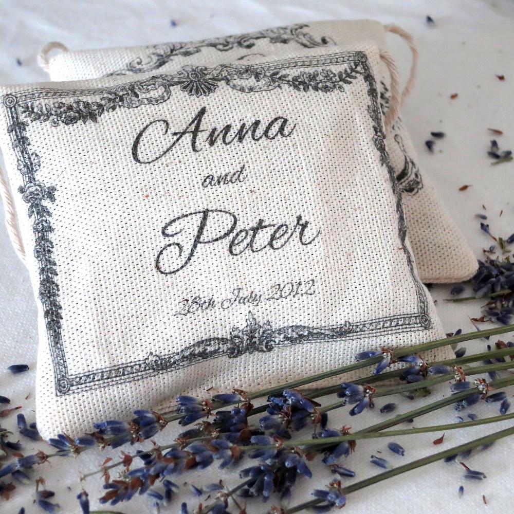 Set Of 10 Personalised Vintage Lavender Sachets Cushions Wedding ...