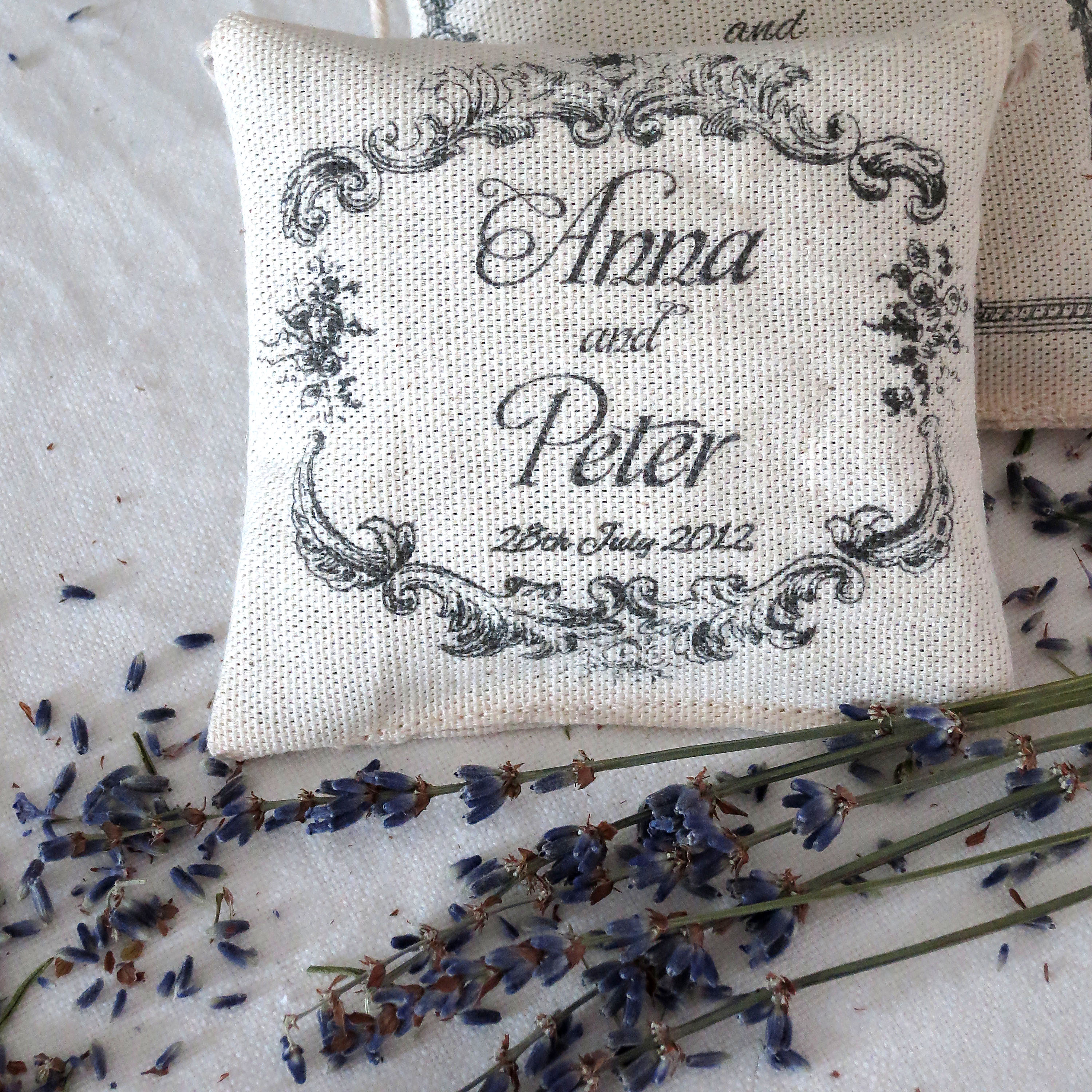 Set Of 10 Personalised Vintage Lavender Sachets Cushions Wedding ...
