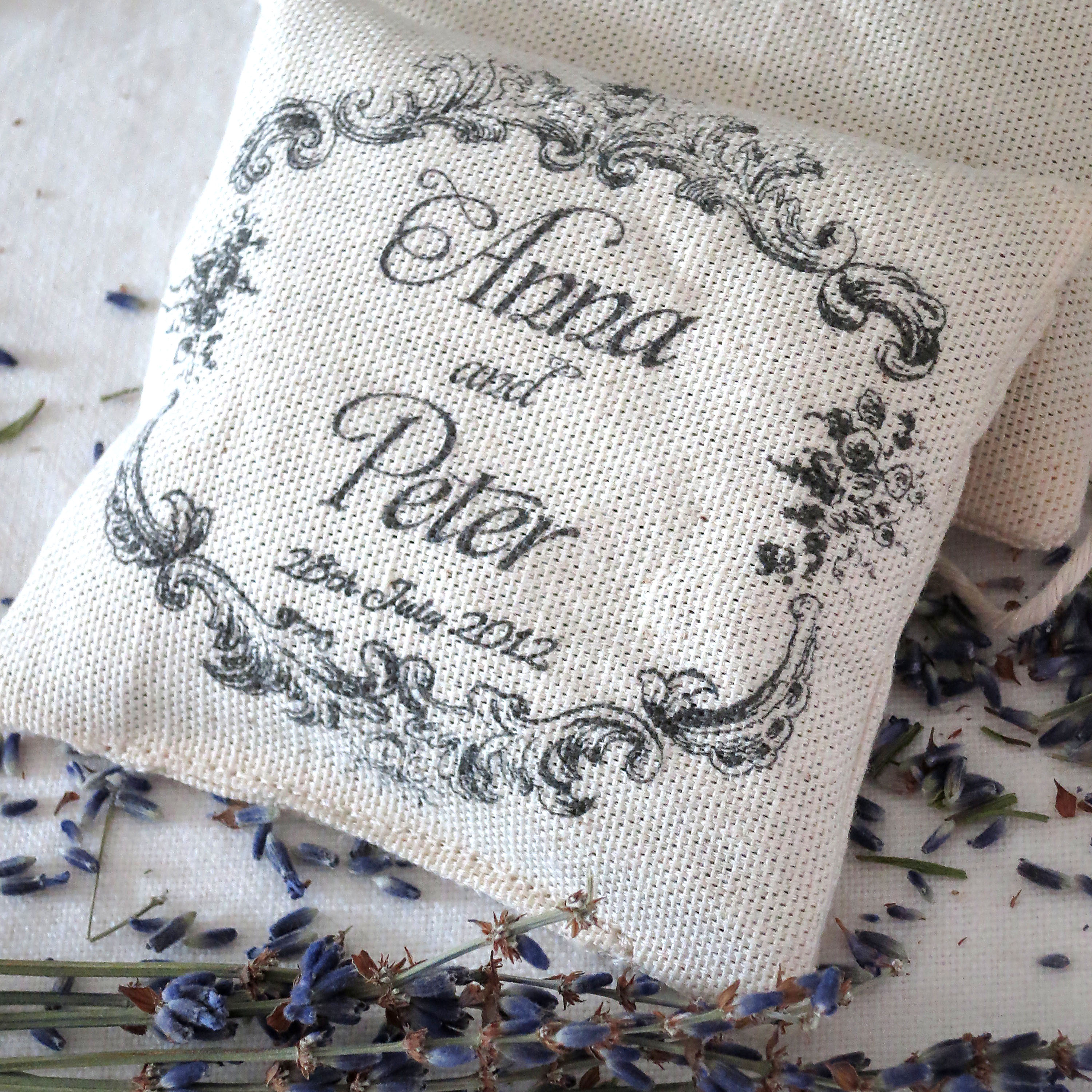 Set Of 10 Personalised Vintage Lavender Sachets Cushions Wedding ...